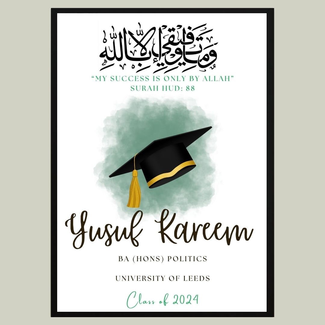 A4 Personalised Islamic Graduation Frame, Islamic Graduation Gift ...