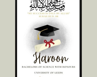 A4 Personalised Islamic Graduation Frame, Islamic Graduation Gift ...