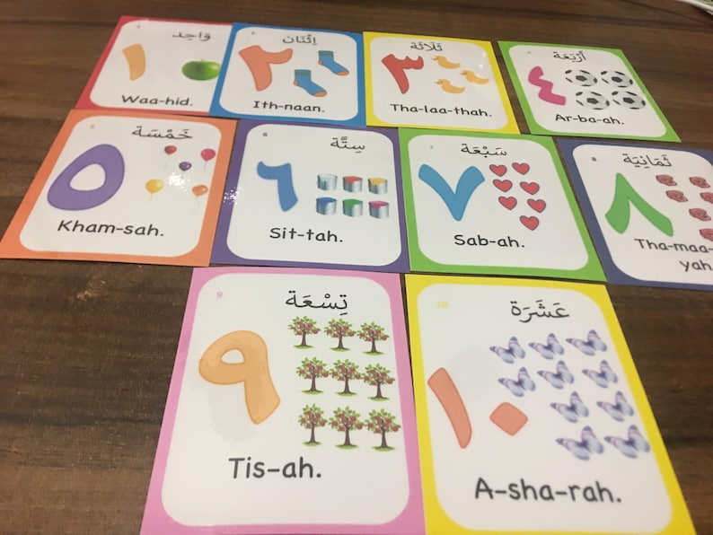 Arabic Flashcards Numbers 1-10 - Etsy