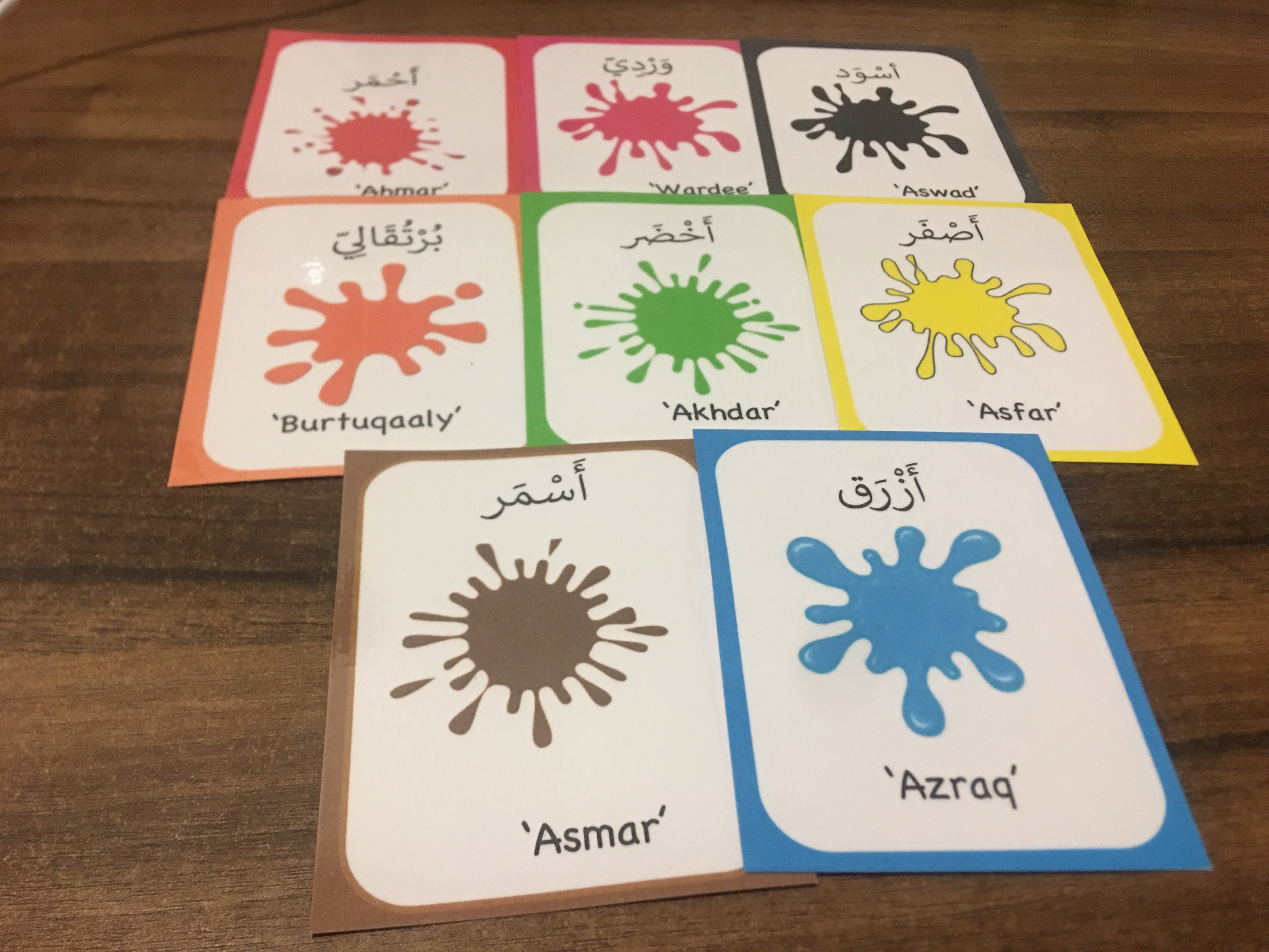 Arabic Colours Flashcards Pack of 8 - Etsy