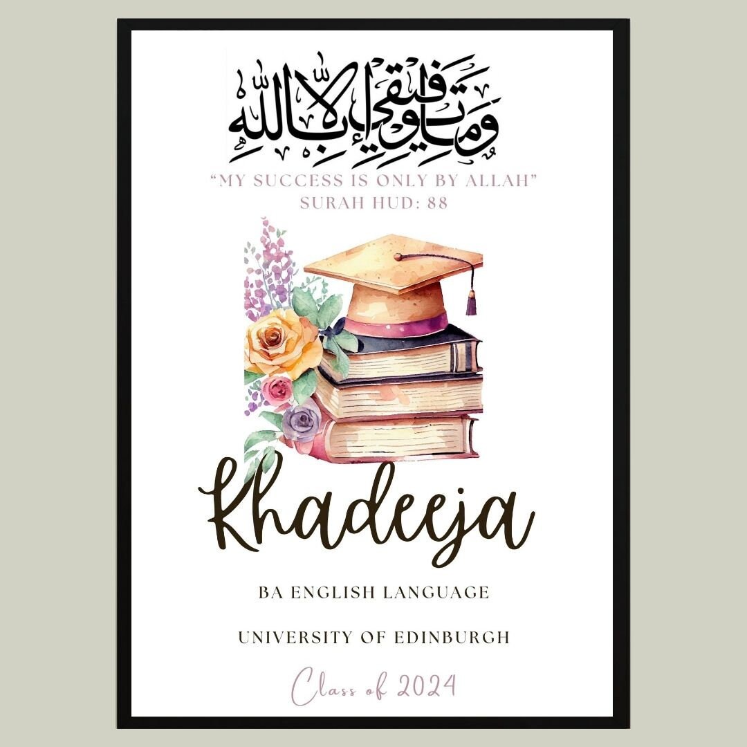 A4 Personalised Islamic Graduation Frame, Islamic Graduation Gift ...