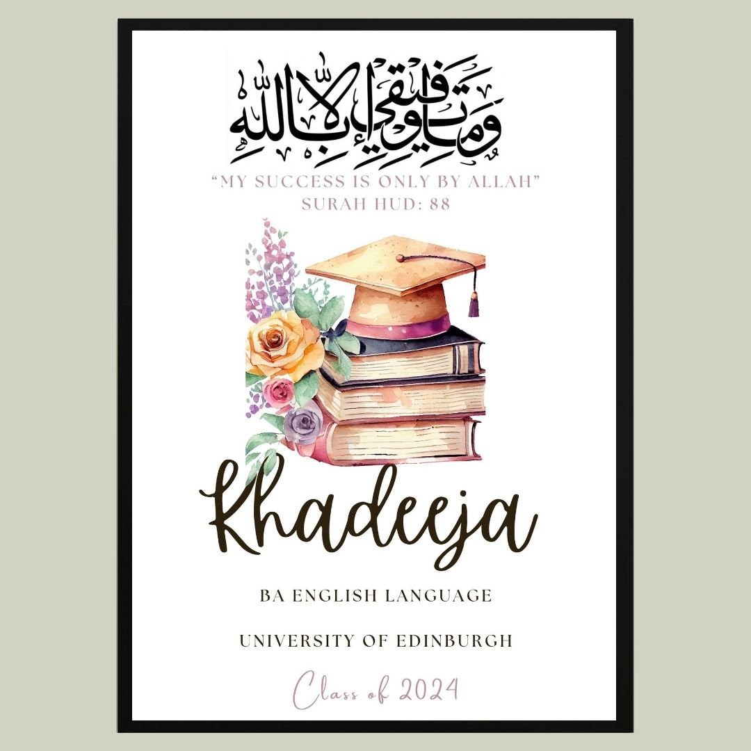 A4 Personalised Islamic Graduation Frame, Islamic Graduation Gift ...
