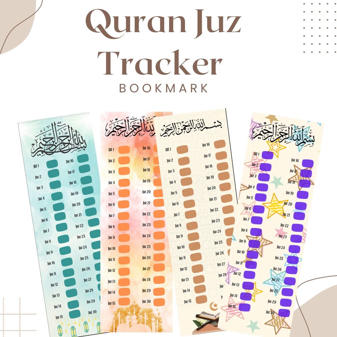 Quran Juz Tracker Bookmark, Muslim Bookmark, Islamic Gift, Ramadan Gift ...
