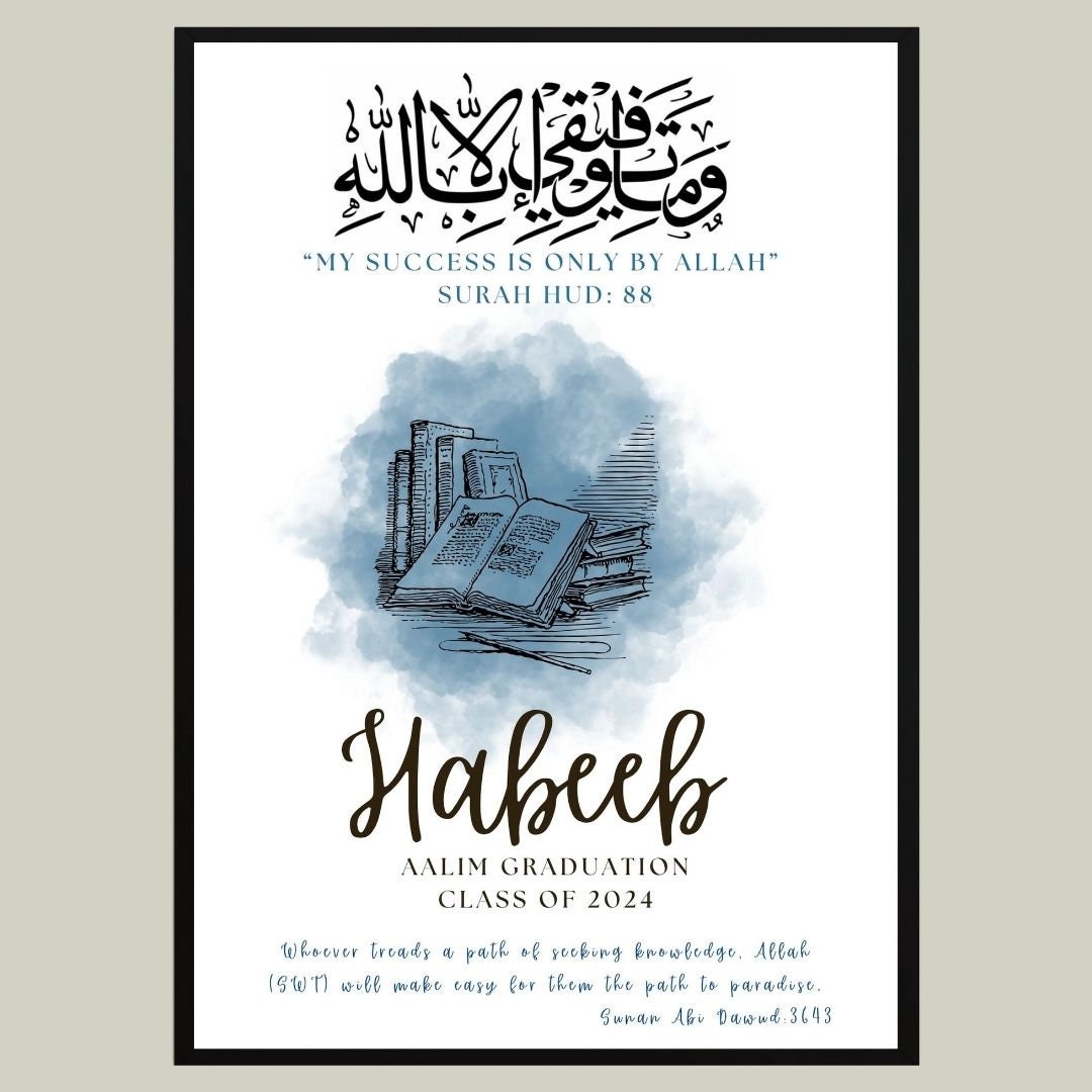 Personalised Islamic Graduation Frame, Aalim Graduation Gift, Muslim ...