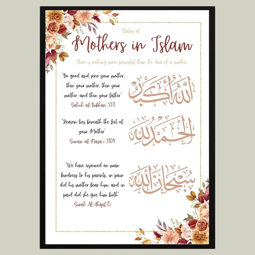 Status of Mothers in Islam, Muslim Mum Frame, Islamic Mum Gift, Islamic ...
