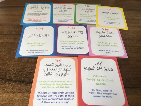 Surah Al-fatiha Flashcards QURAN LEARNING FLASHCARDS | Etsy