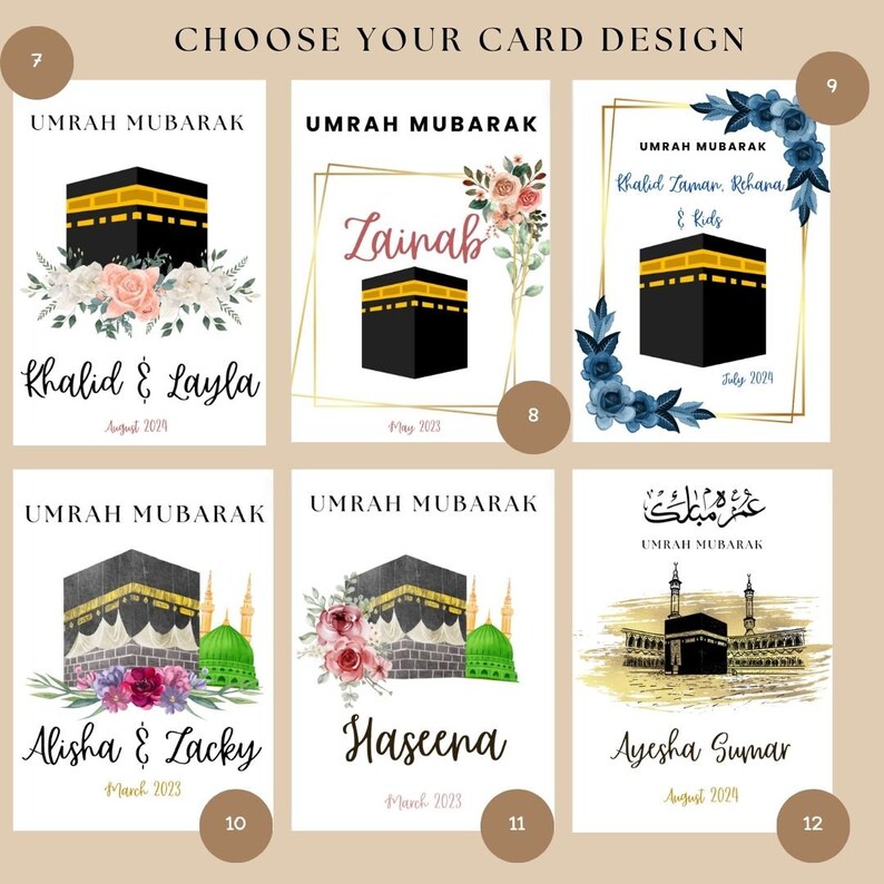 Umrah Mubarak Greeting Card, Personalised A5 Umrah Gift, Muslim Umrah ...