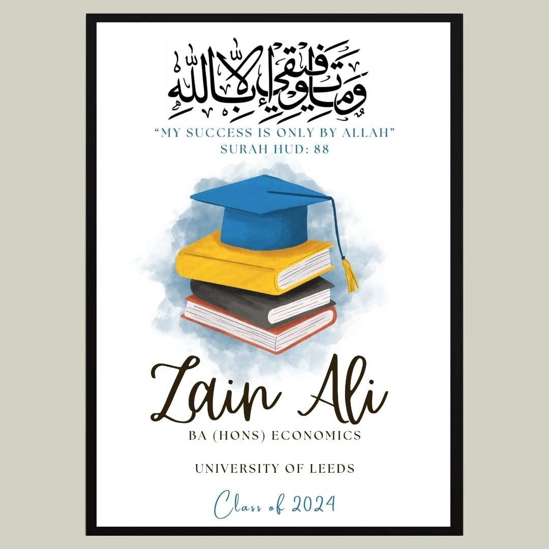 A4 Personalised Islamic Graduation Frame, Islamic Graduation Gift ...