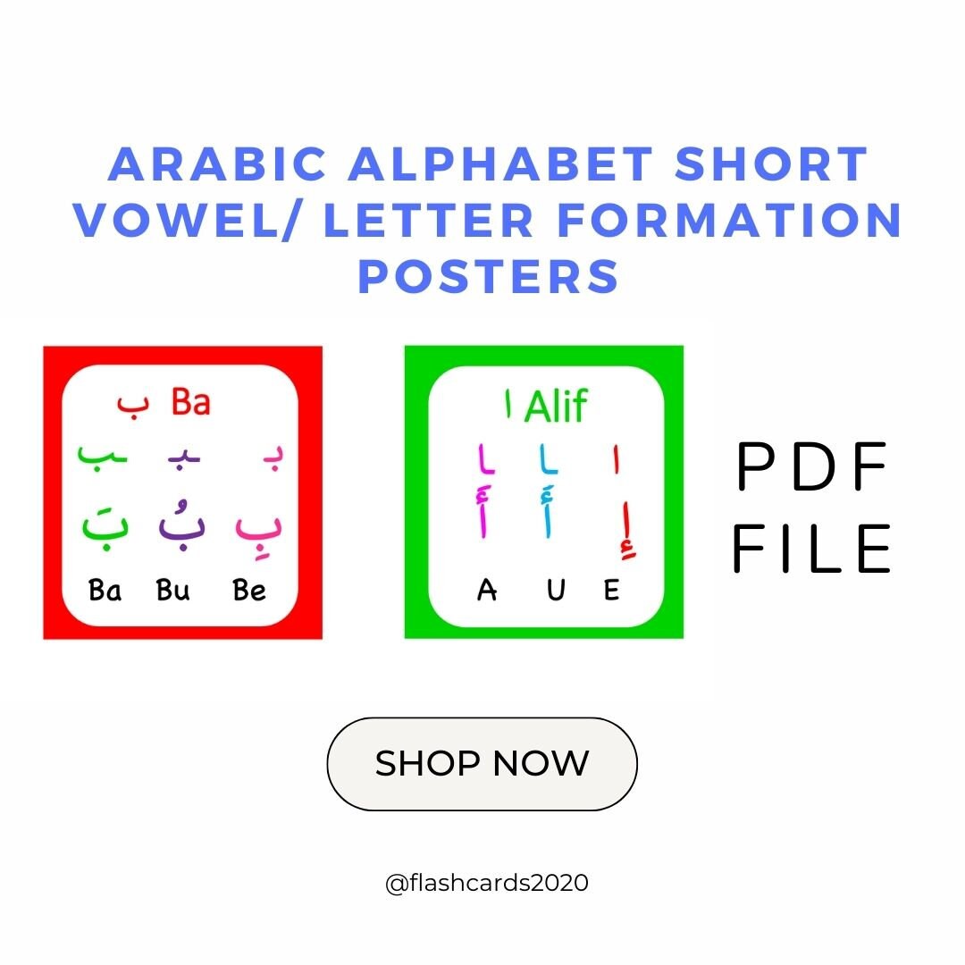Arabic Short Vowel Letter Formation Posters, Instant Download, PDF File ...