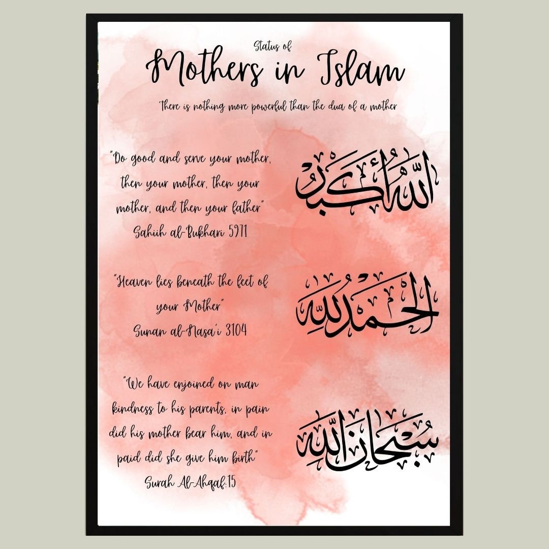 Status of Mothers in Islam, Muslim Mum Frame, Islamic Mum Gift, Islamic ...