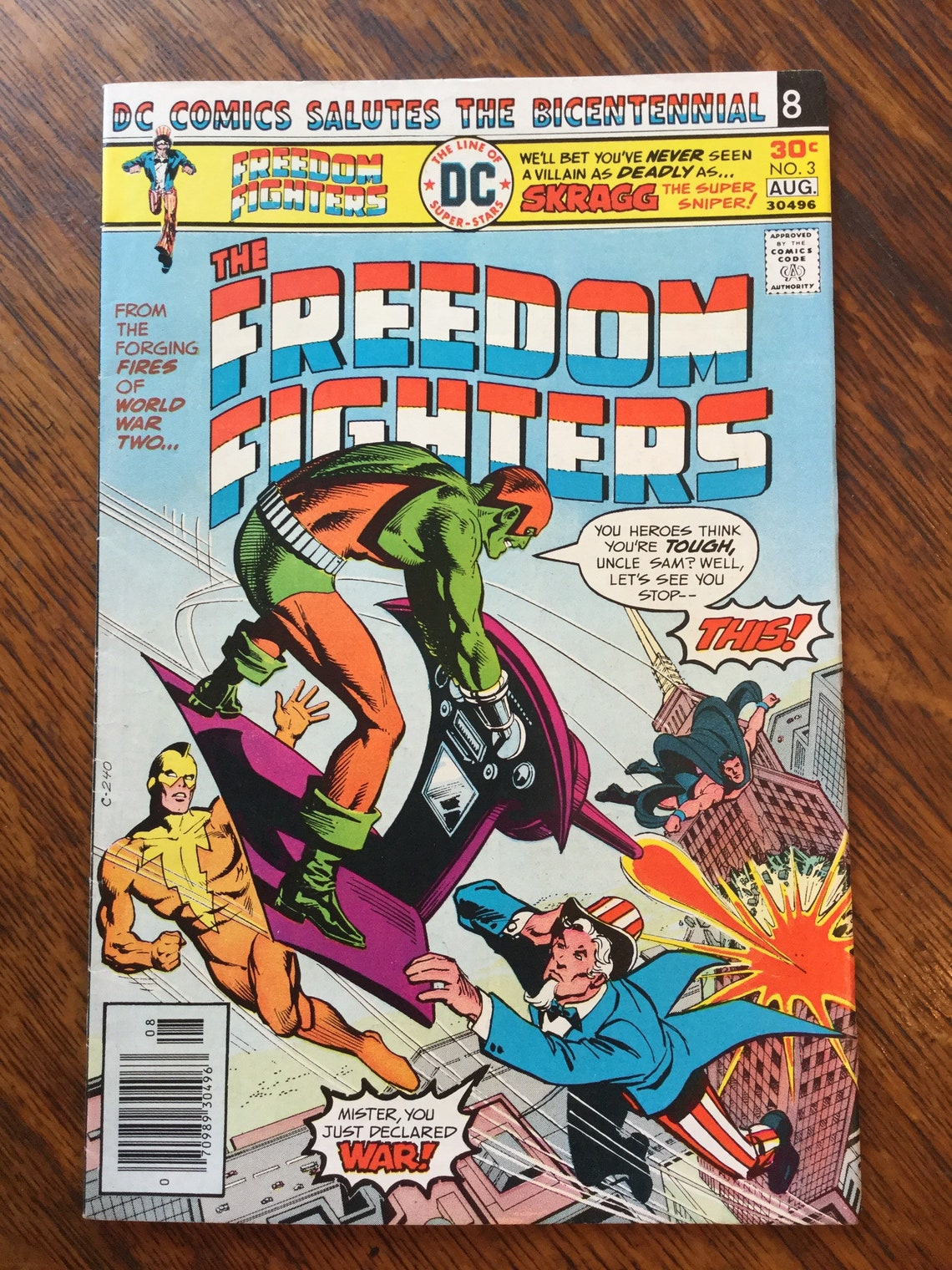 Freedom Fighters # 3 Aug. 1976 DC Comics. 1st Skragg the Super Sniper ...