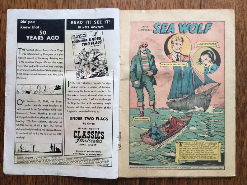 Sea Wolf # 85 July 1951 Classics Illustrated Comics 1st Print HRN 85 - Etsy