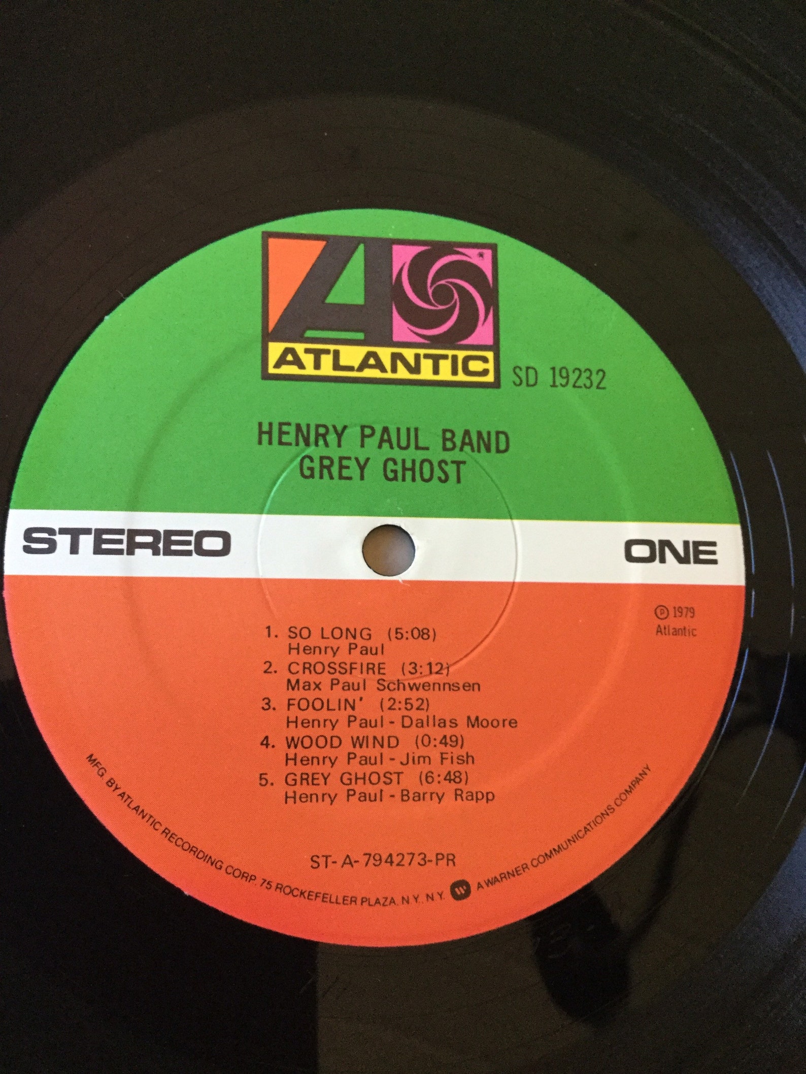 Henry Paul Band Grey Ghost Stereo Vinyl LP 1979 Atlantic Records SD ...