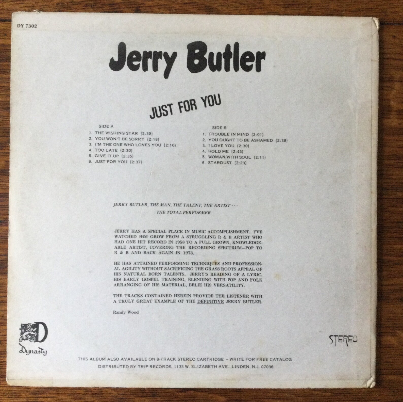 Jerry Butler Just for You Stereo Vinyl LP 1974 Dynasty Records - Etsy
