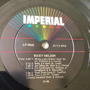 Ricky - Ricky Nelson - Vinyl Mono Lp 1957 Imperial Records LP 9048 - Etsy