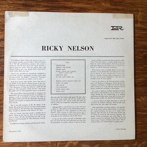 Ricky - Ricky Nelson - Vinyl Mono Lp 1957 Imperial Records LP 9048 - Etsy