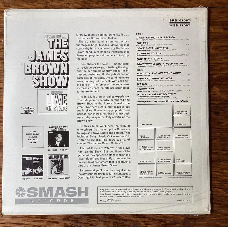 The James Brown Show - Live on Stage - Mono Vinyl LP 1967 Smash Records ...