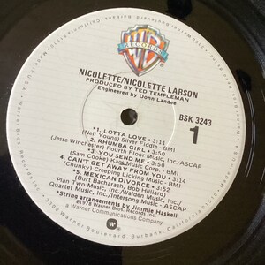 Nicolette Larson Nicolette Stereo Vinyl Lp 1978 WB Records BSK 3243 - Etsy
