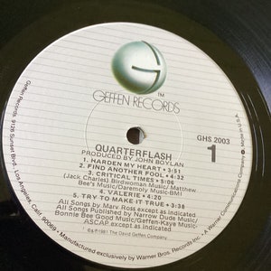 Quarterflash Self Titled Stereo Vinyl LP 1981 Geffen Records GHS 2003 - Etsy
