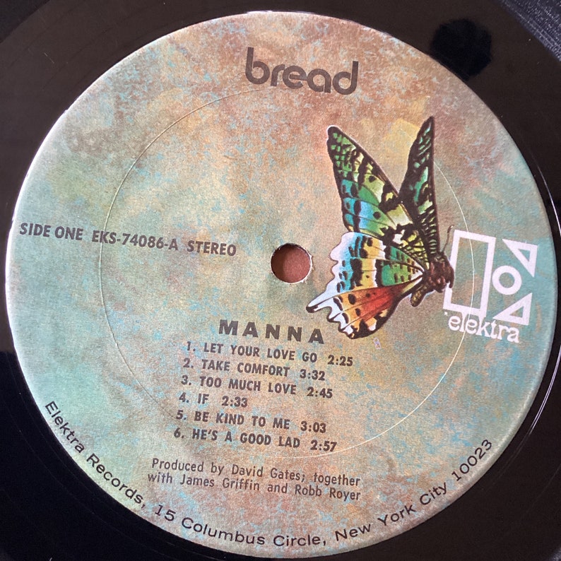 Bread Manna Stereo Trifold Die-cut Vinyl Lp 1971 Elektra Records EKS ...