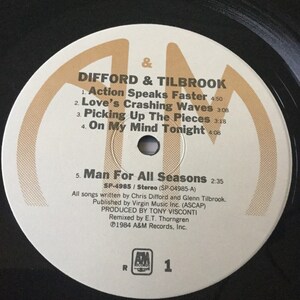 Difford & Tilbrook Self Titled Stereo Vinyl LP 1984 AM Records SP-4985 Squeeze - Etsy