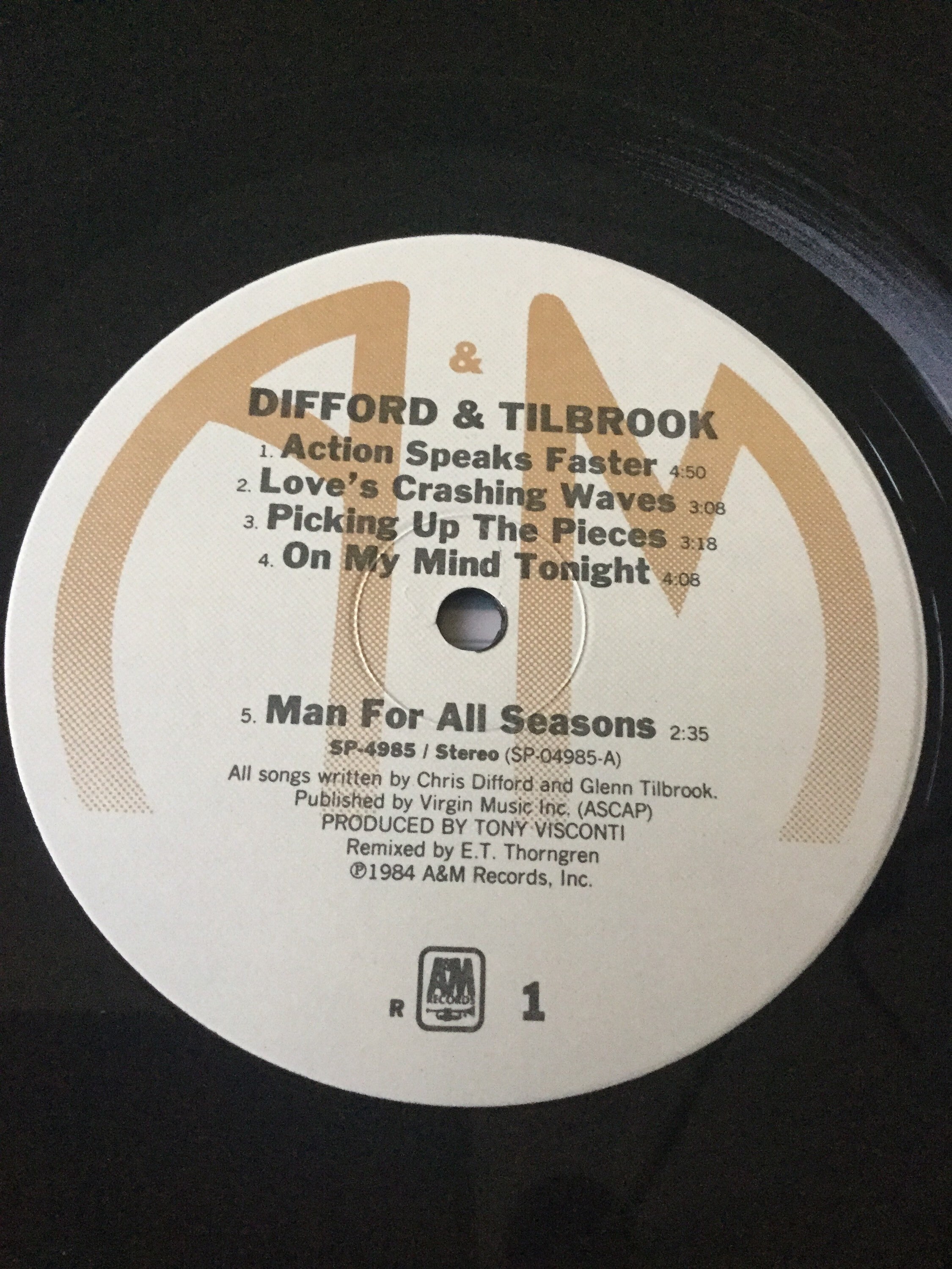 Difford & Tilbrook Self Titled Stereo Vinyl LP 1984 AM Records SP-4985 ...