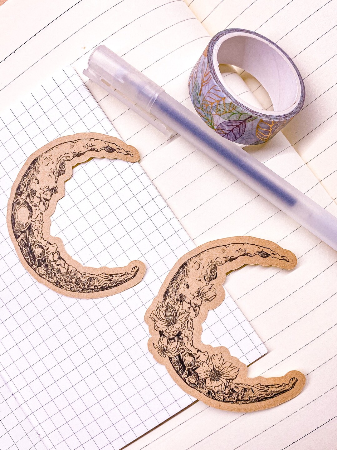 Celestial Crescent Moon Sticker - Bullet Journal Moon Sticker, Space ...