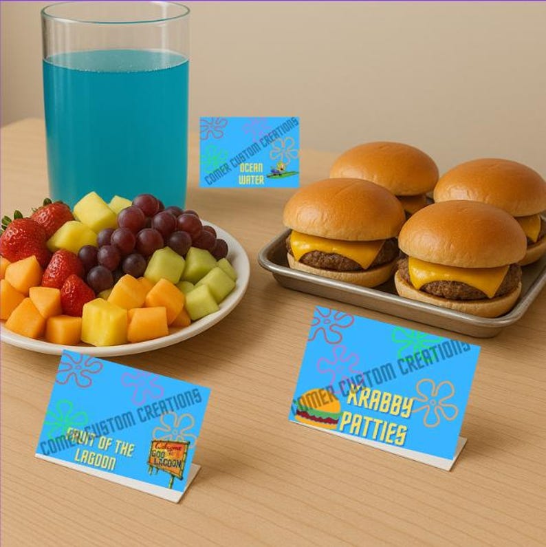 Spongebob Party Food Labels - Etsy