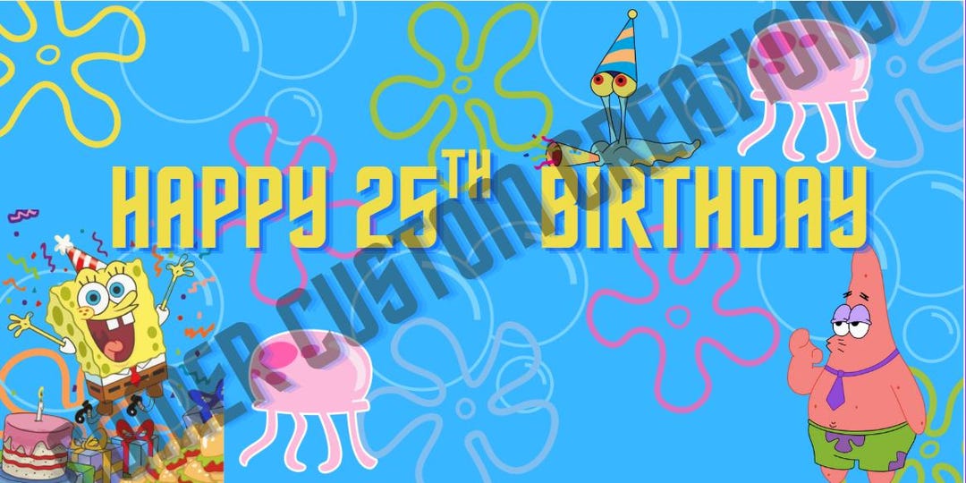 Custamizable Spongebob Birthday Banner - Etsy