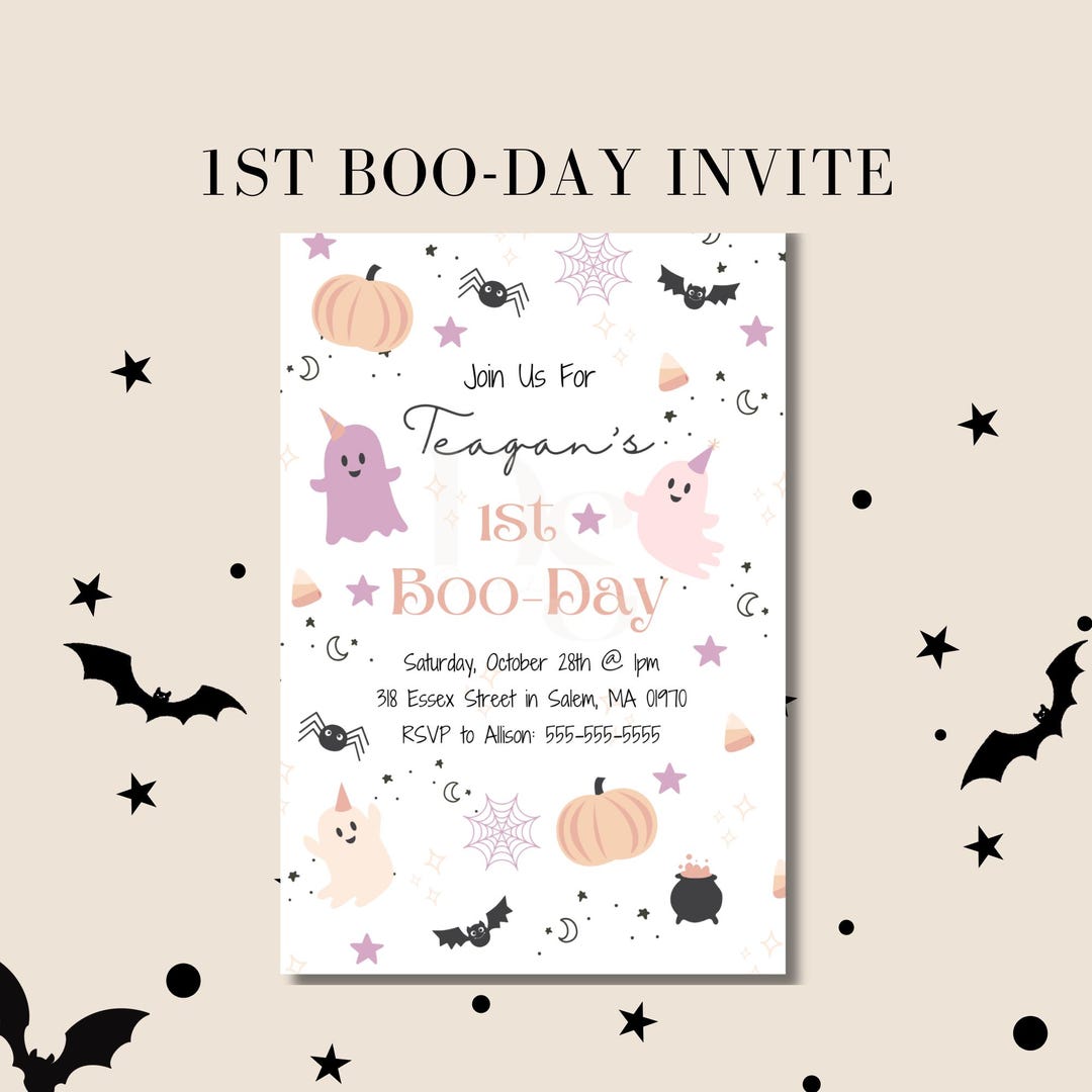 Girl's First Boo-day Invitation: Halloween Birthday (digital Download ...