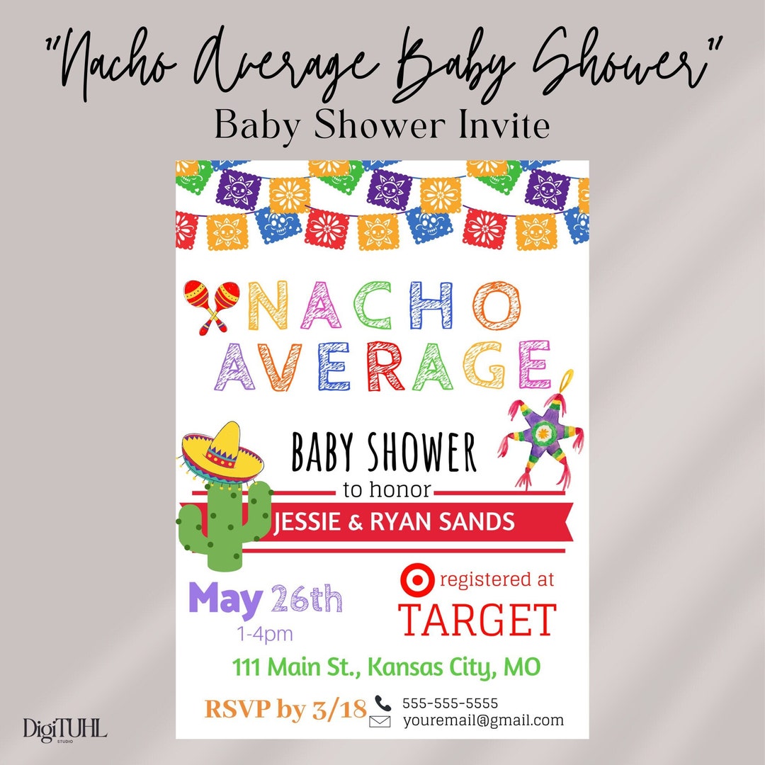 Nacho Average Baby Shower Invite Baby Shower Theme 4x6 size - Etsy España