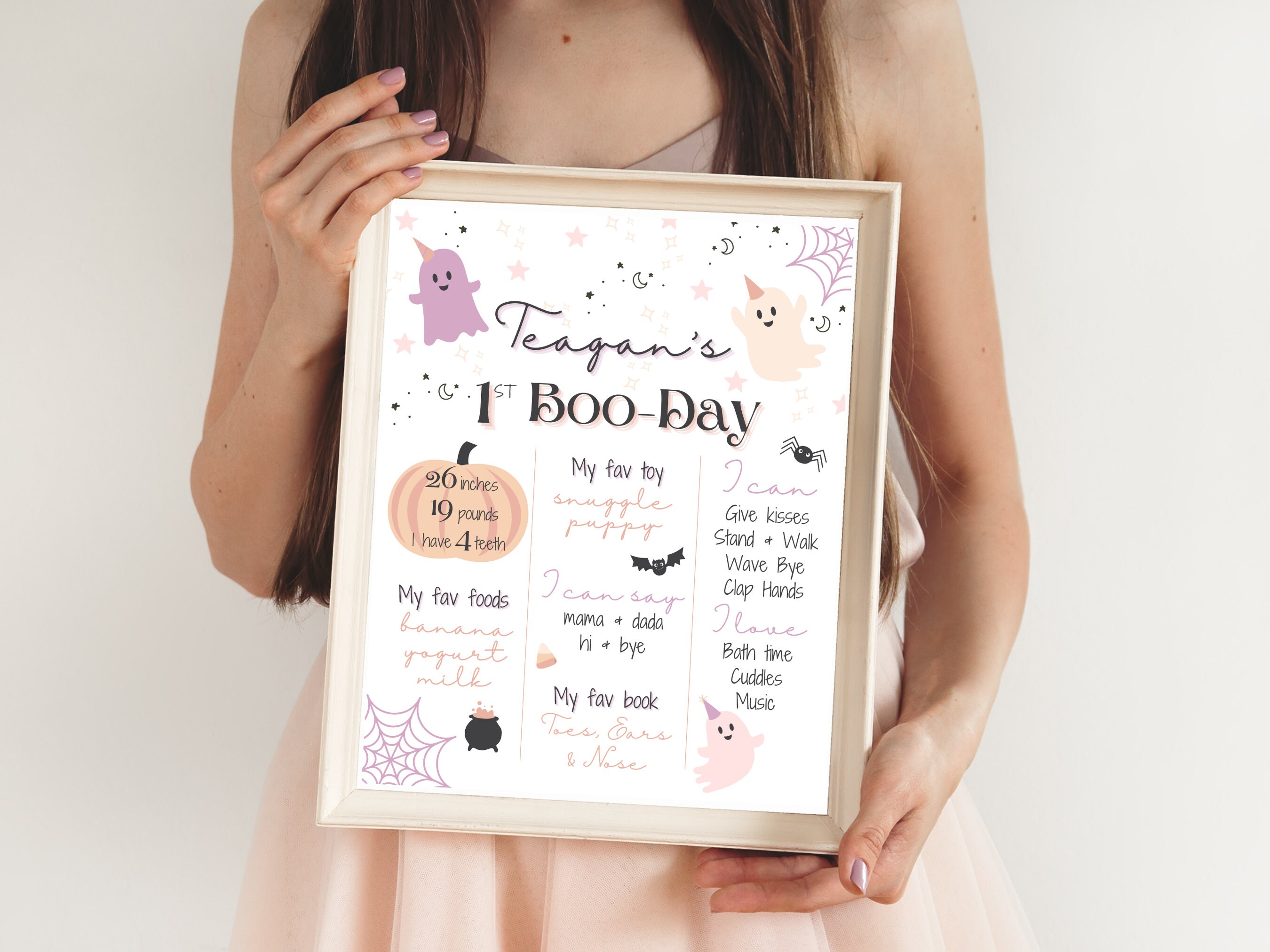 Editable First Birthday Milestone Board, First Boo-day Milestone Sign ...