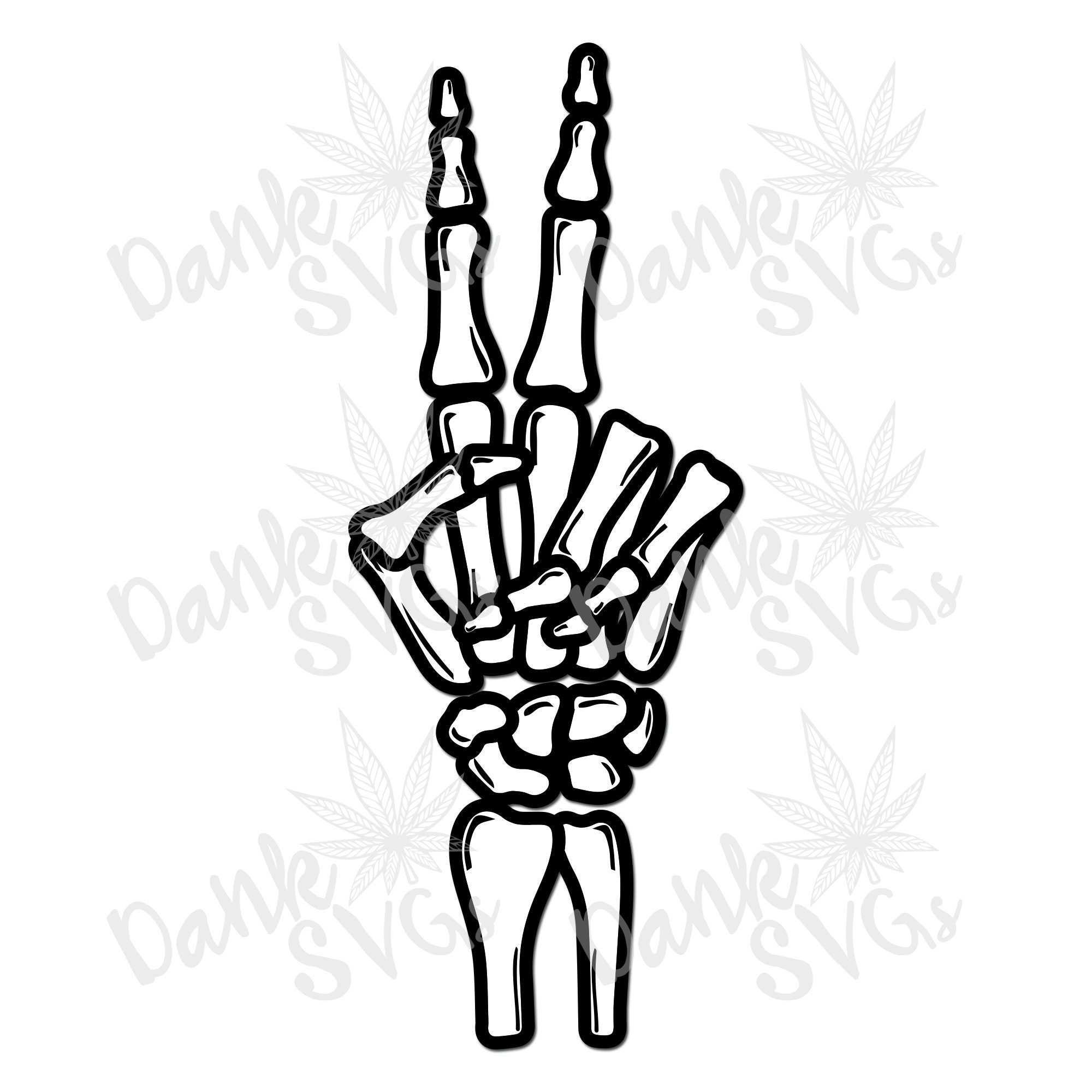 Skeleton Hand Drawing Peace