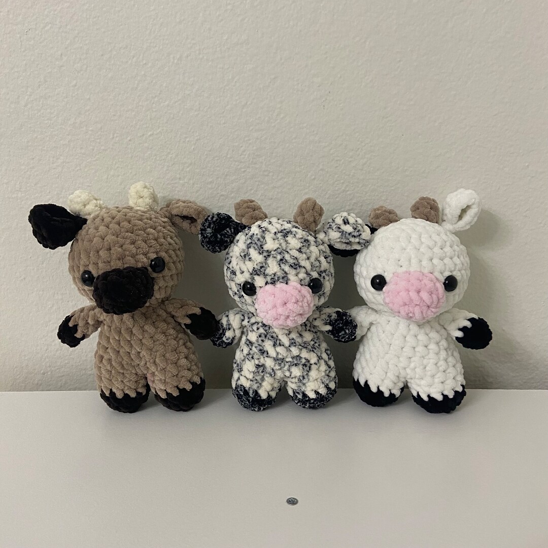 Crochet Cow Plushie: Handmade Polyester Stuffed Animal - Etsy