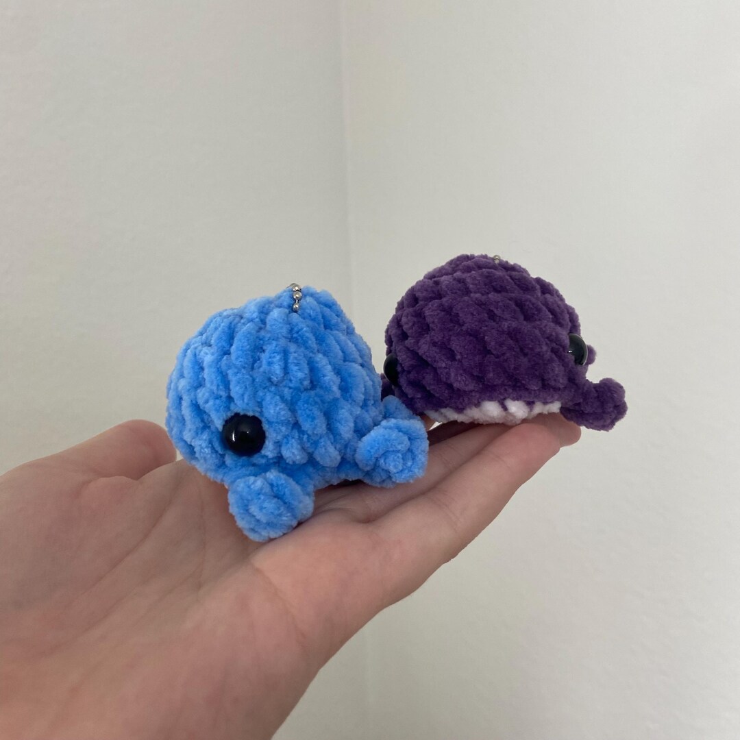 Crochet Whale Keychain Plushie, Crochet Blue Whale Keychain, Pink Whale ...