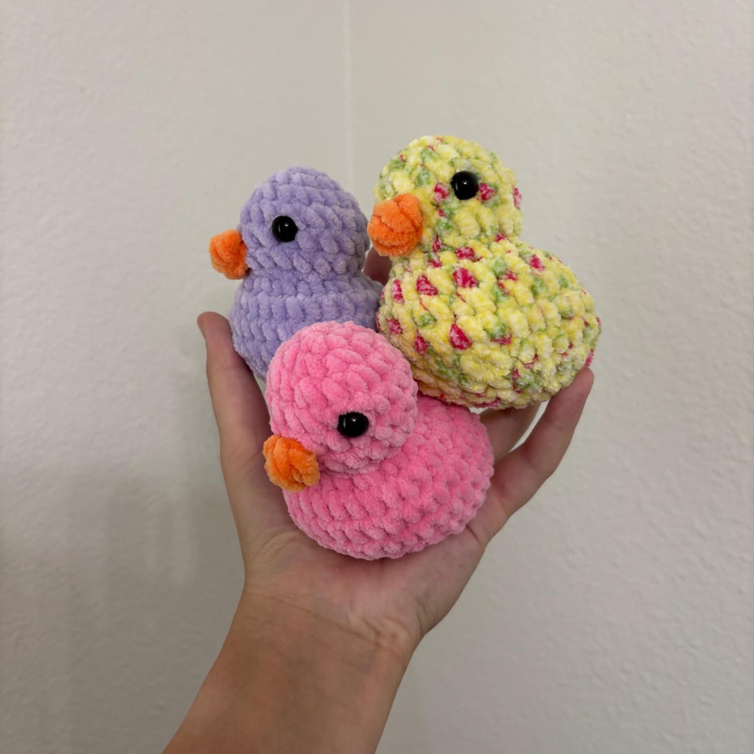 Crochet Small Duck Plushie, Yellow Floral Duck Plush, Blue Duck Plush ...