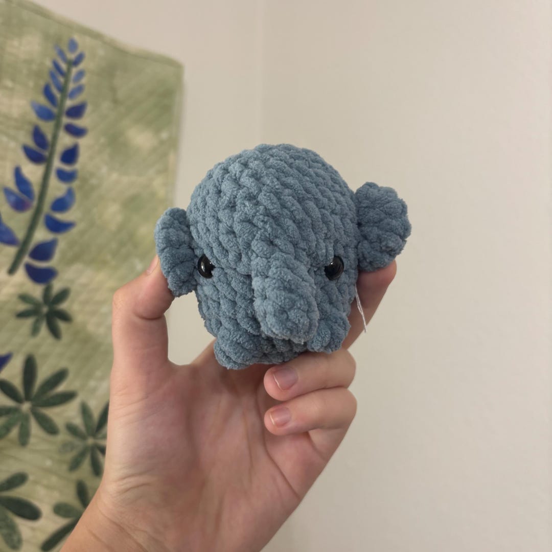 Crochet Elephant Plushie: Handmade Chenille Stuffed Animal - Etsy
