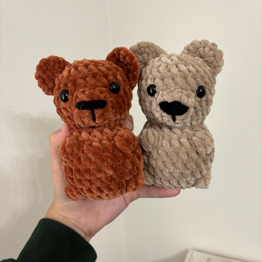 Handmade Crochet Bear Plushie: Soft Polyester Yarn Stuffed Animal - Etsy