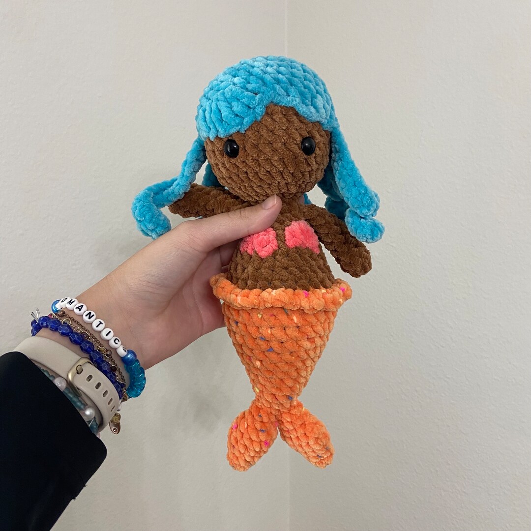 Crochet Brown Mermaid Plushie, Mermaid Plushie, Brown Mermaid Plush ...