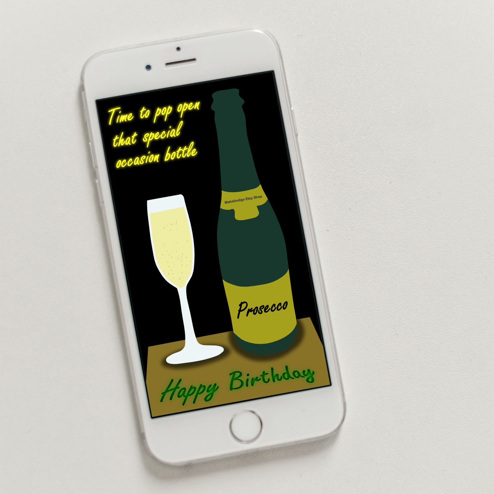 Animated Ecard Prosecco Happy Birthday Wishes Drinking | Etsy