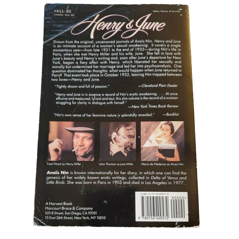 Anais Nin HENRY AND JUNE: From "a Journal of Love" -the Unexpurgated ...