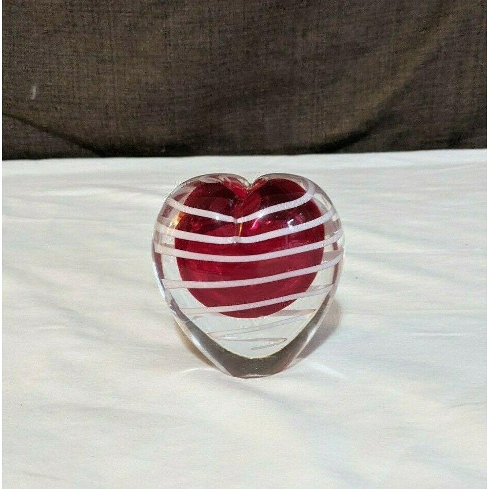 Office Swirled Red Glass Heart Sculptural Paperweight Home & Living ...