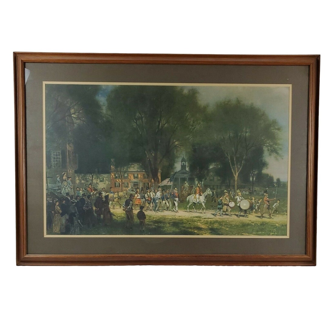 RARE 4th of July Art Print A.C. Howland Framed and Matted Large Patriot ...