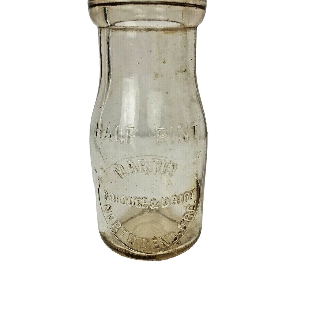 Vintage Martin Produce & Dairy 1/2 Pint Embossed GLASS MILK BOTTLE ...