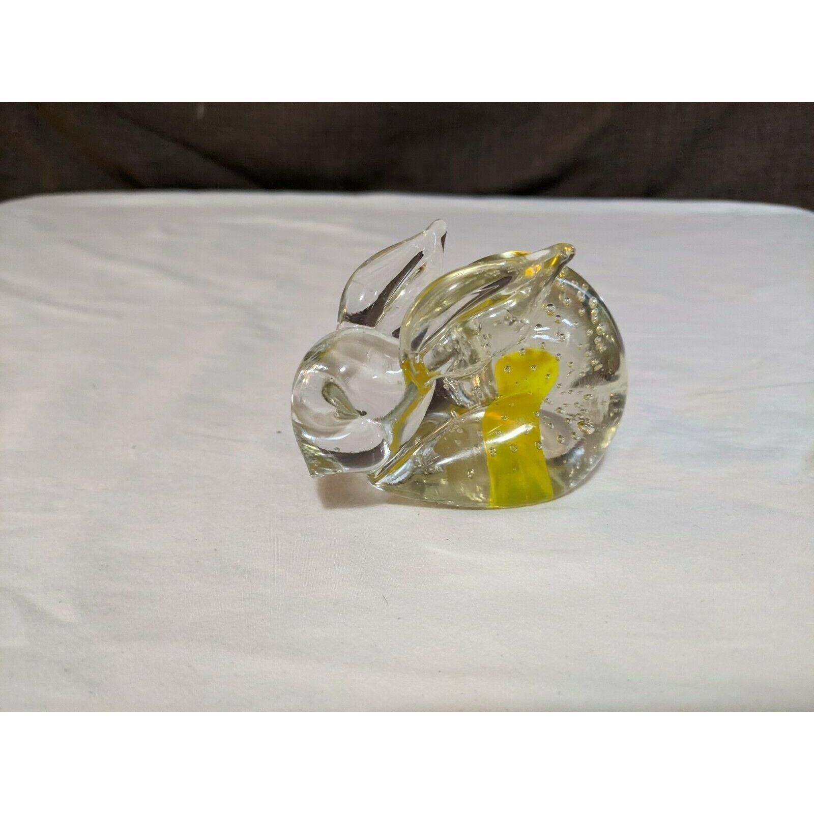 Art Glass Bunny Rabbit Paperweight Yellow Studio Hand Blown | Etsy
