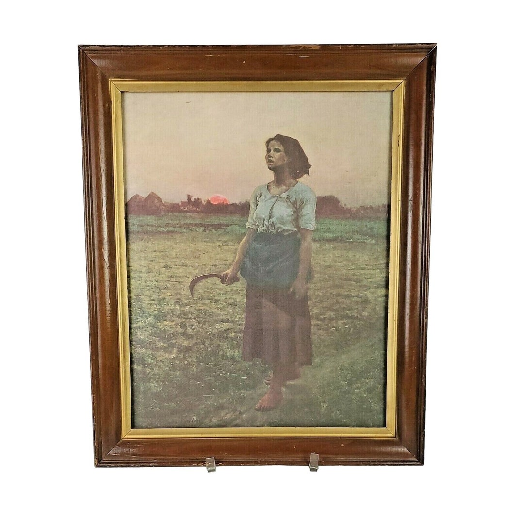 Jules Breton "song of the Lark" Vintage Old Framed Print 1884 23"x19 ...
