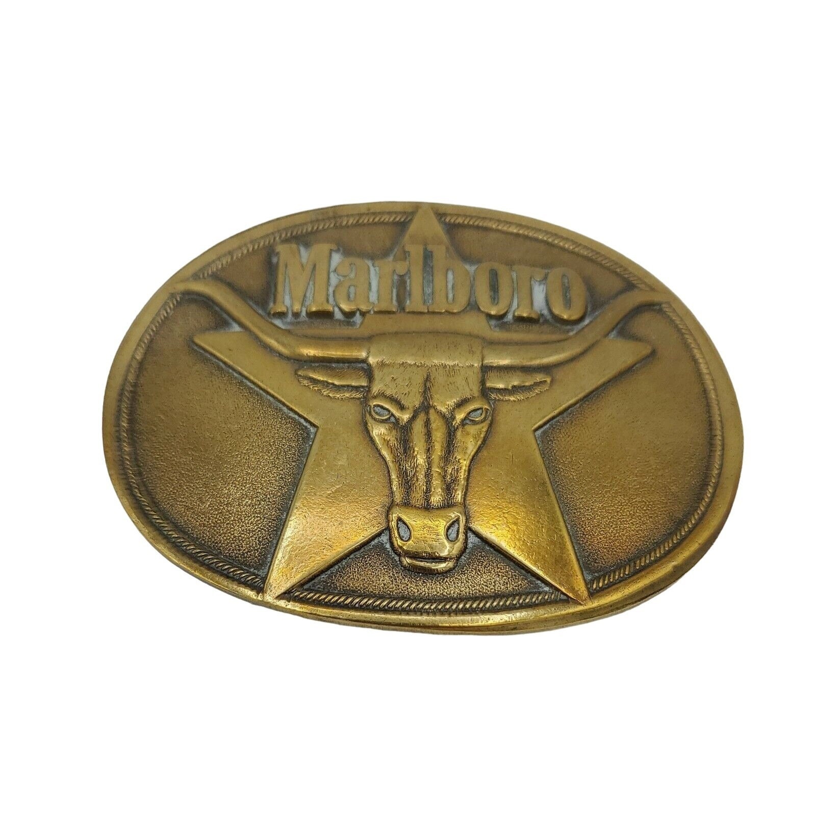 Brass Buckle Solid Vintage Longhorn Bull Marlboro Bucks 1987 - Etsy