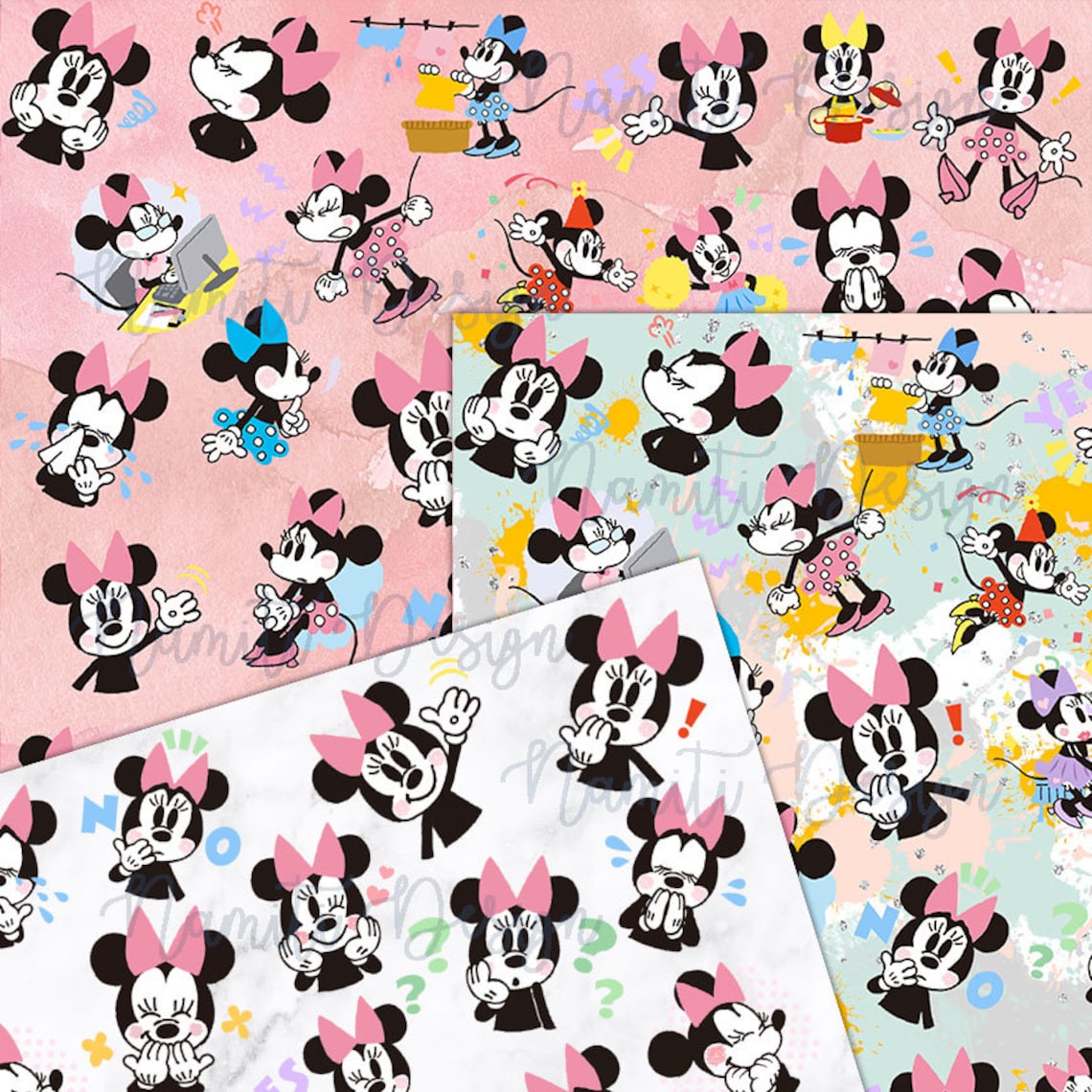 Minnie Mouse Digital Papers Patterns Jpeg - Etsy