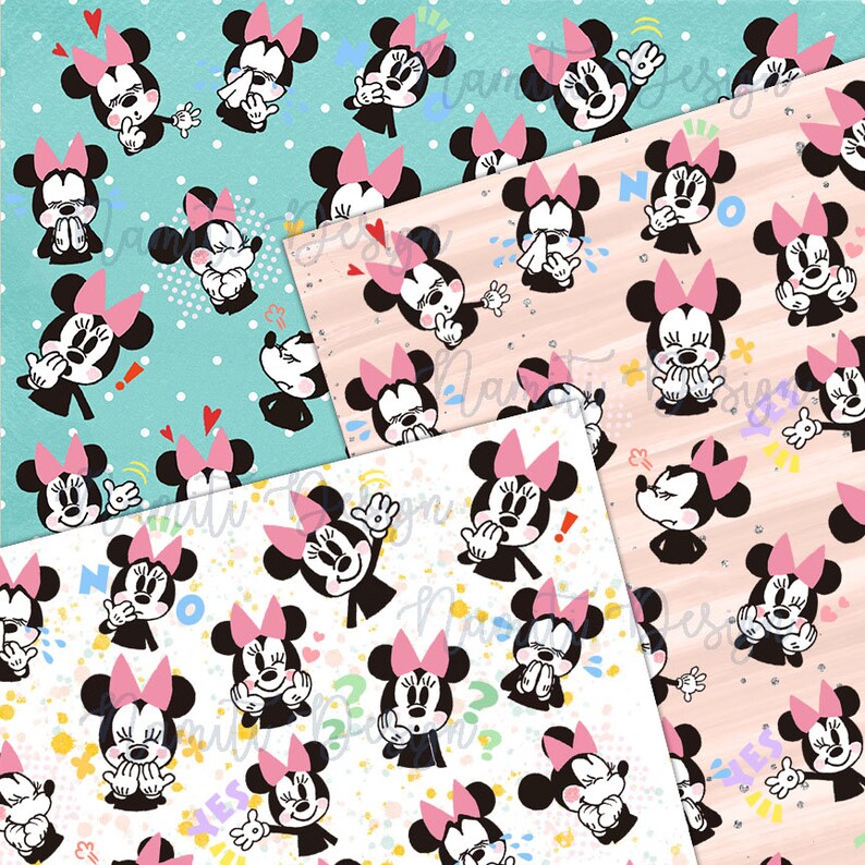 Minnie Mouse Digital Papers Patterns Jpeg - Etsy