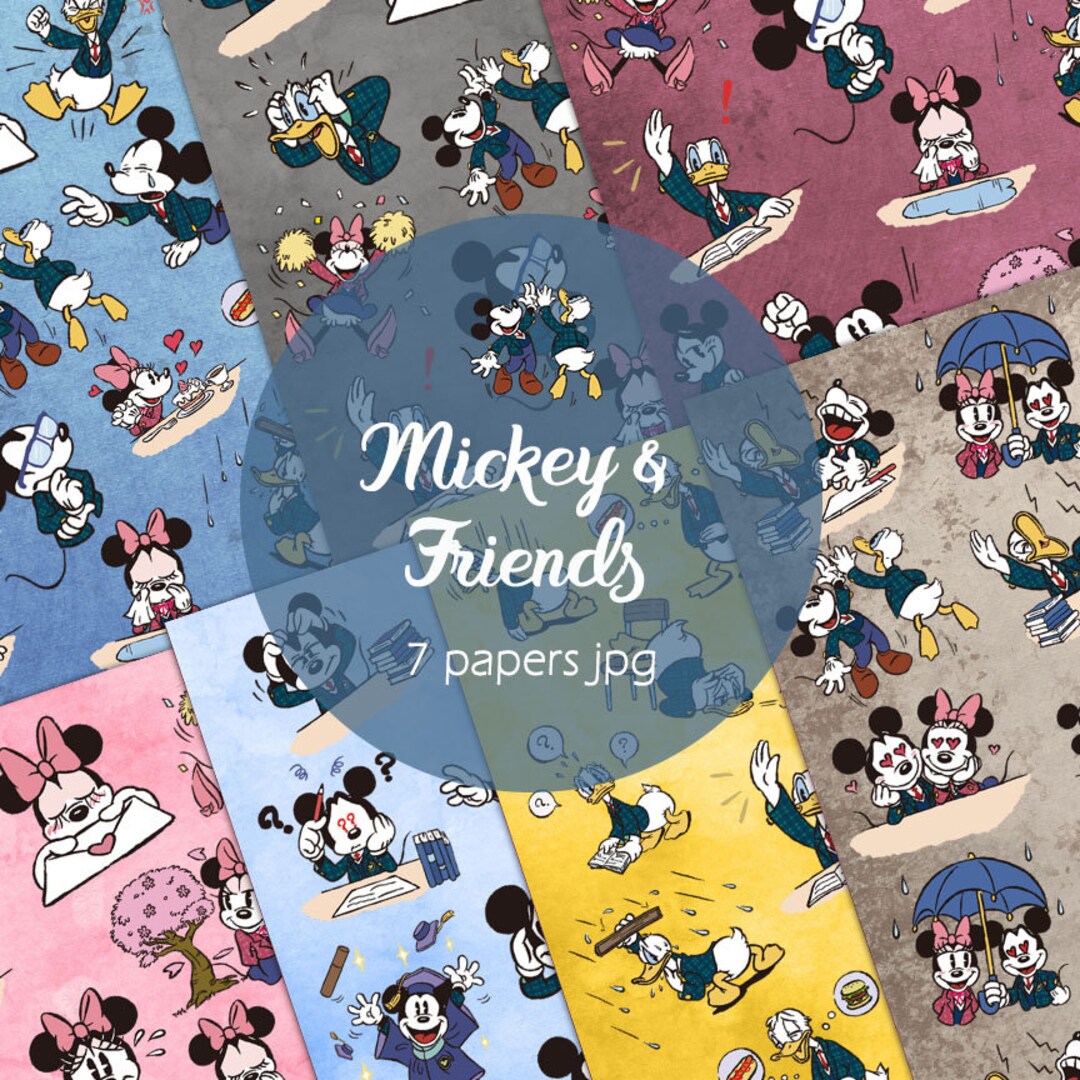 Mickey Mouse & Friends Digital Papers Patterns Jpeg - Etsy